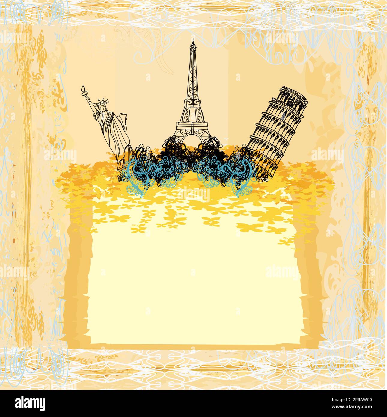 travel design element with different monuments Stock Photo - Alamy