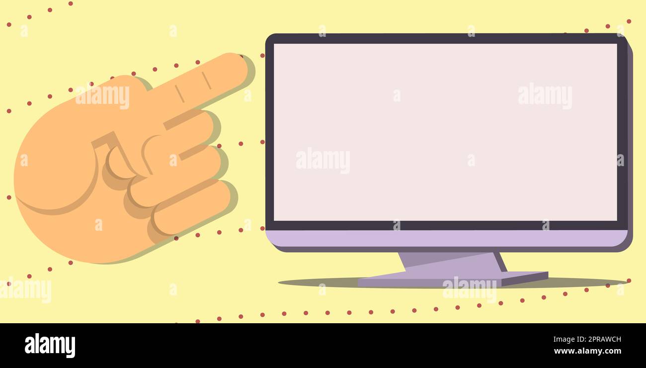 One Finger Pointing At Screen With Important Information. Hand ...