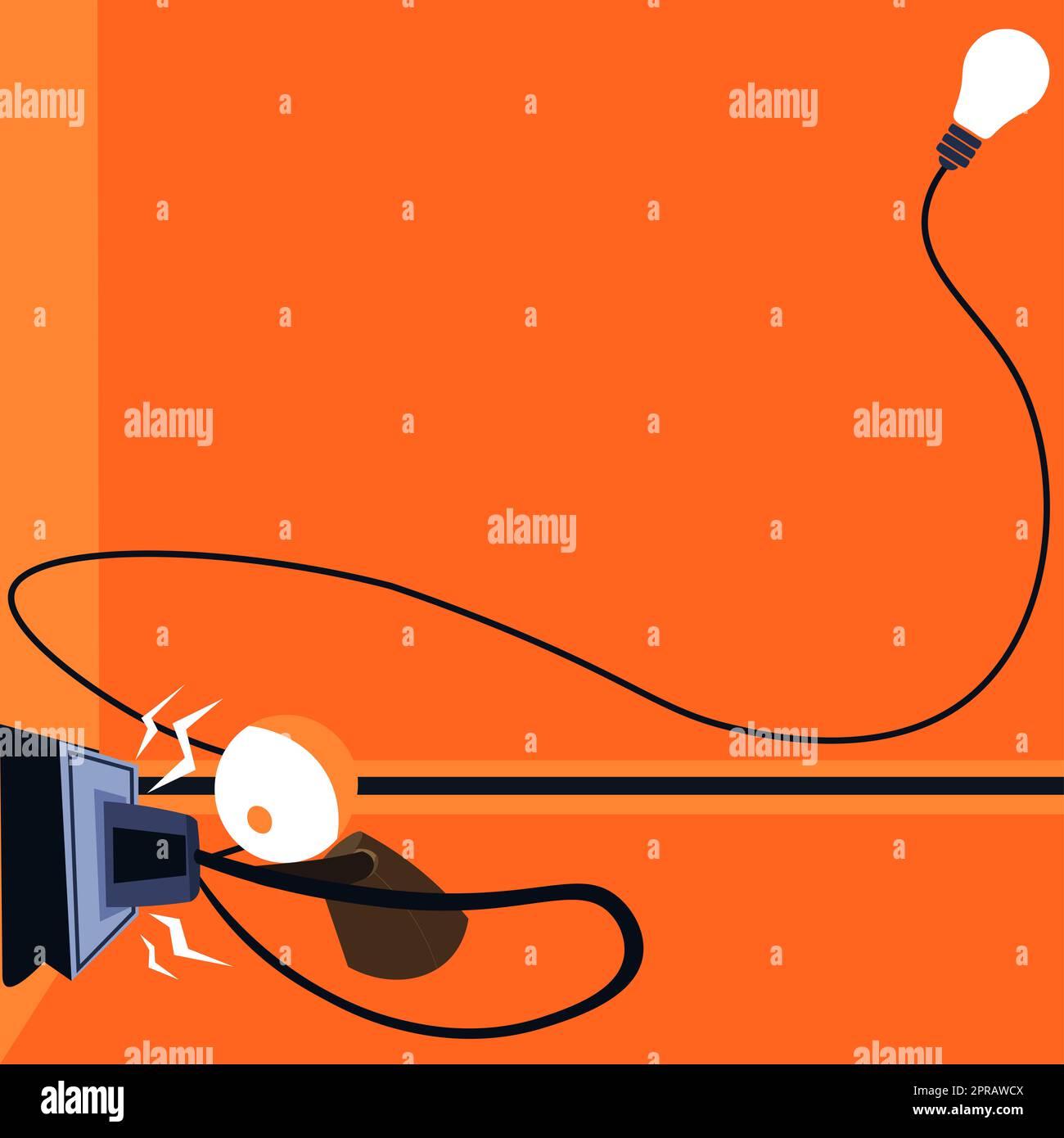 Robot Drawing Fixing Socket With Lightbulb In Corner. Robotic Man ...