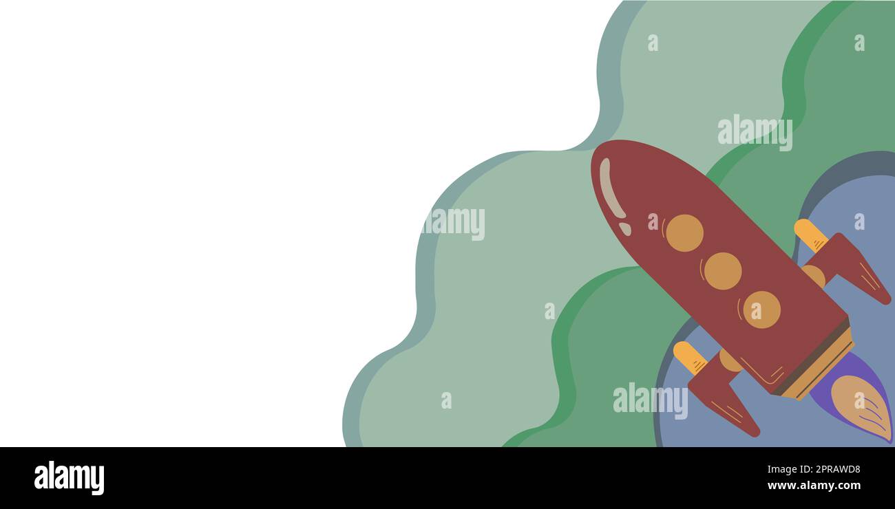 Rocket Taking Off Leaving Fire Behind And Presenting Important Message ...