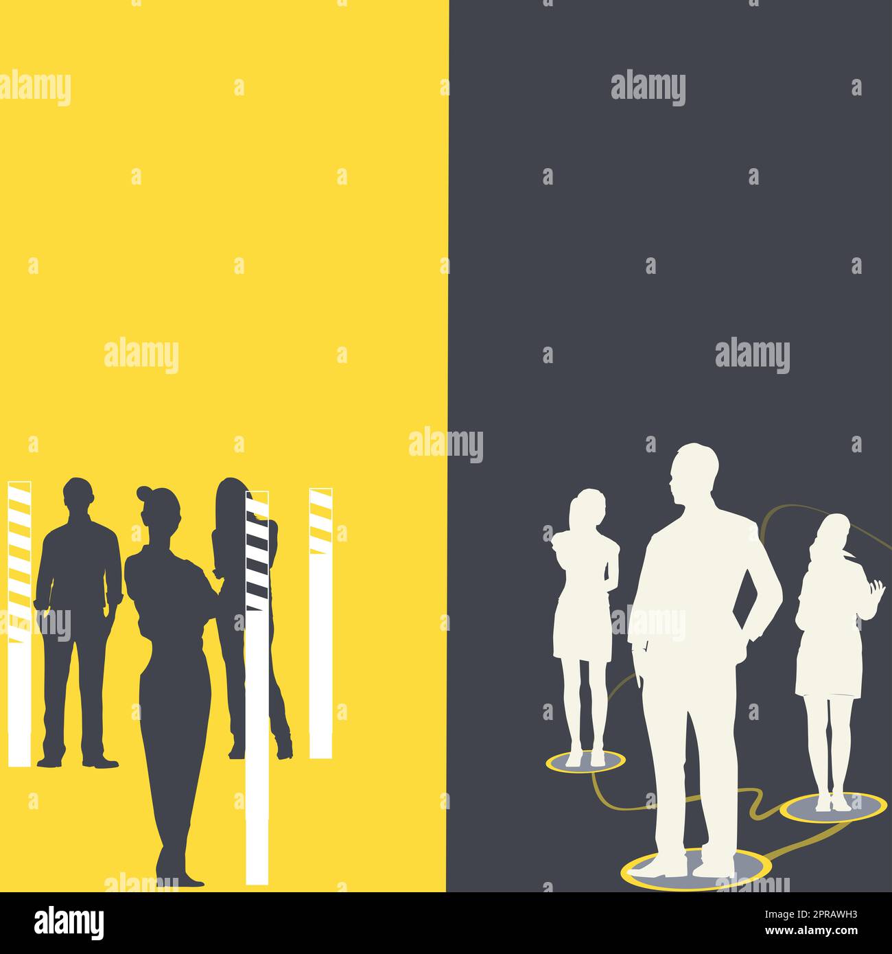 Two Teams Standing Discussing New Different Ideas Together. Business ...