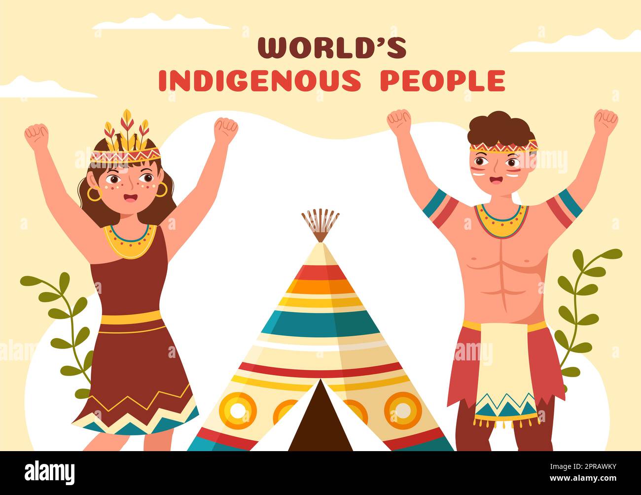 Worlds Indigenous Peoples Day on August 9 Hand Drawn Cartoon Flat ...