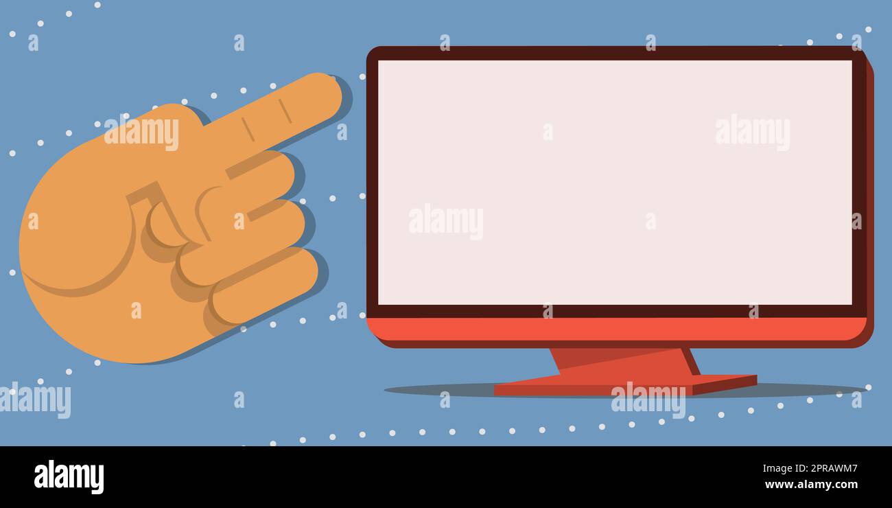 One Finger Pointing At Screen With Important Information. Hand ...