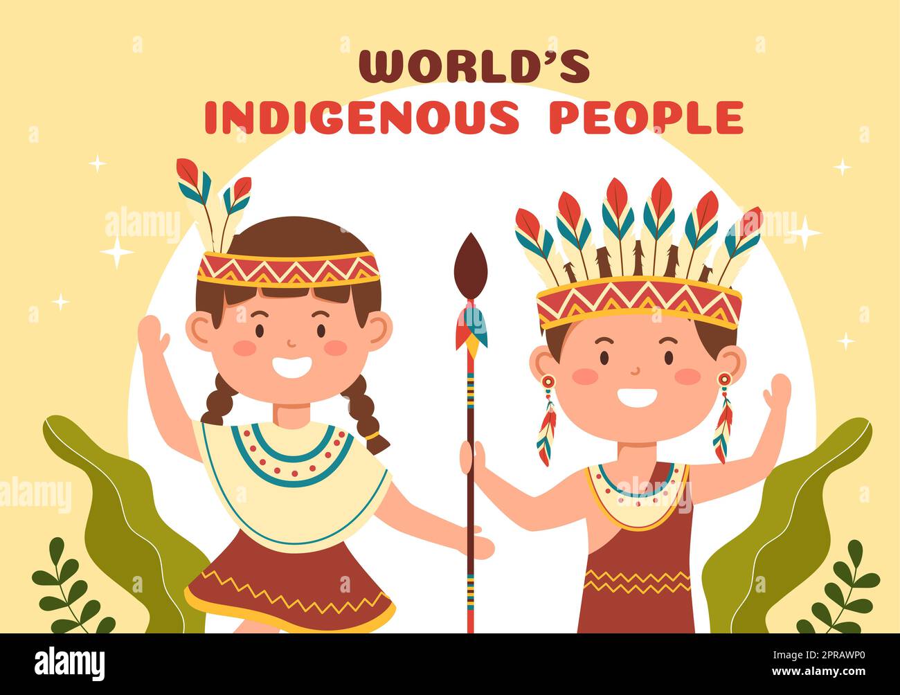 Worlds Indigenous Peoples Day on August 9 Hand Drawn Cartoon Flat ...