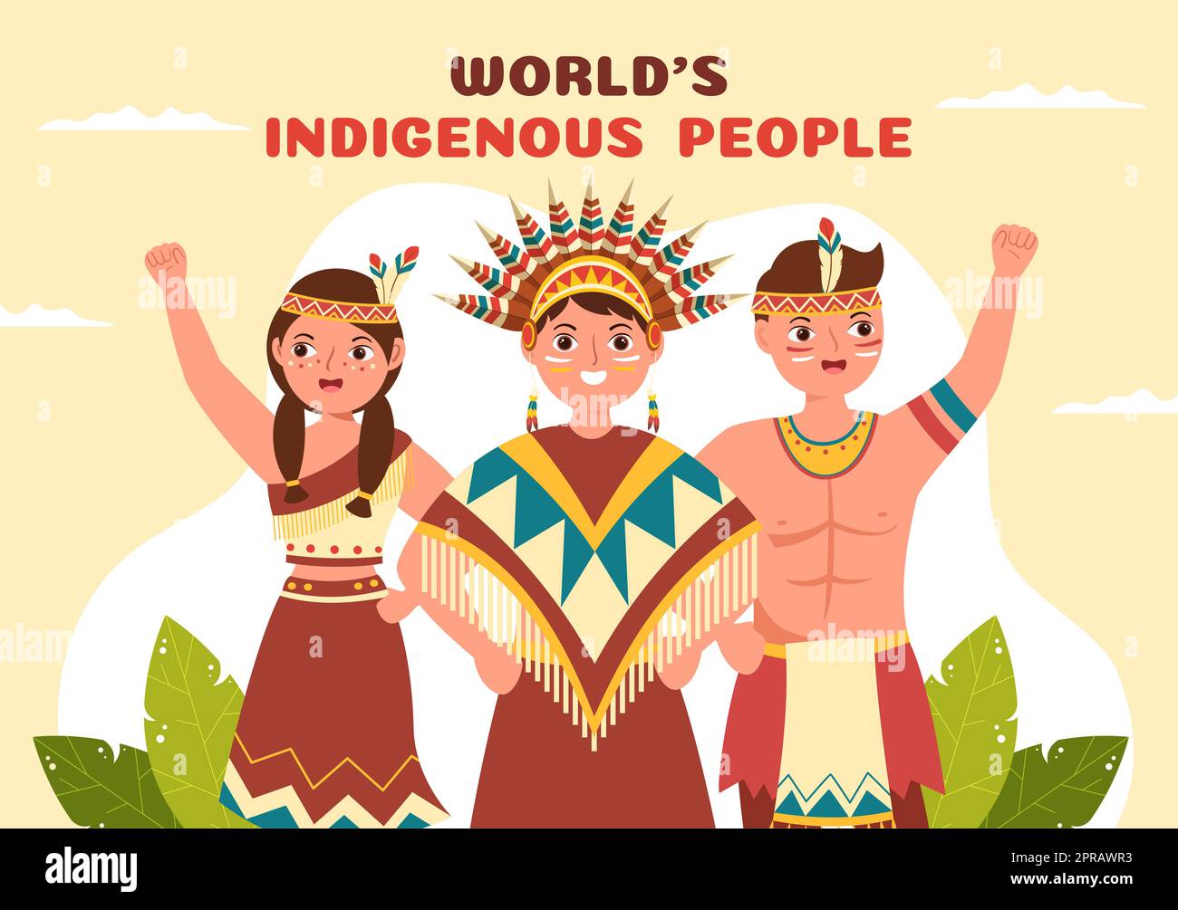 Worlds Indigenous Peoples Day on August 9 Hand Drawn Cartoon Flat ...