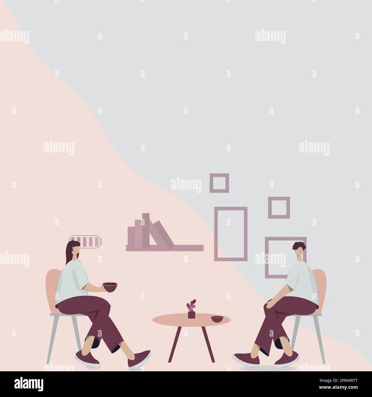 Two Colleagues Illustration Having Relaxed Conversations. Team Mates ...