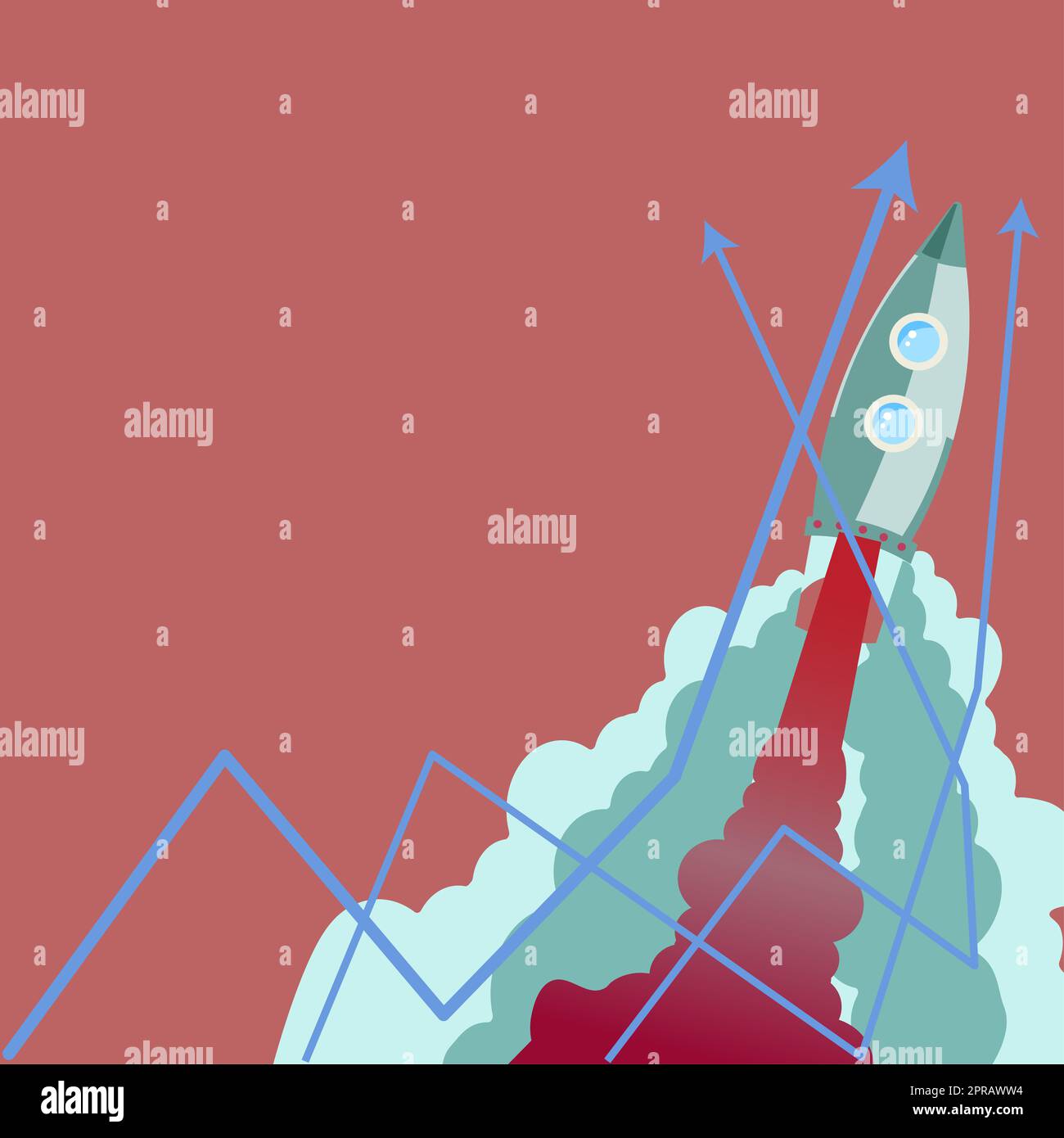 Rocket Taking Off Leaving Fire Behind And Presenting Important Message ...