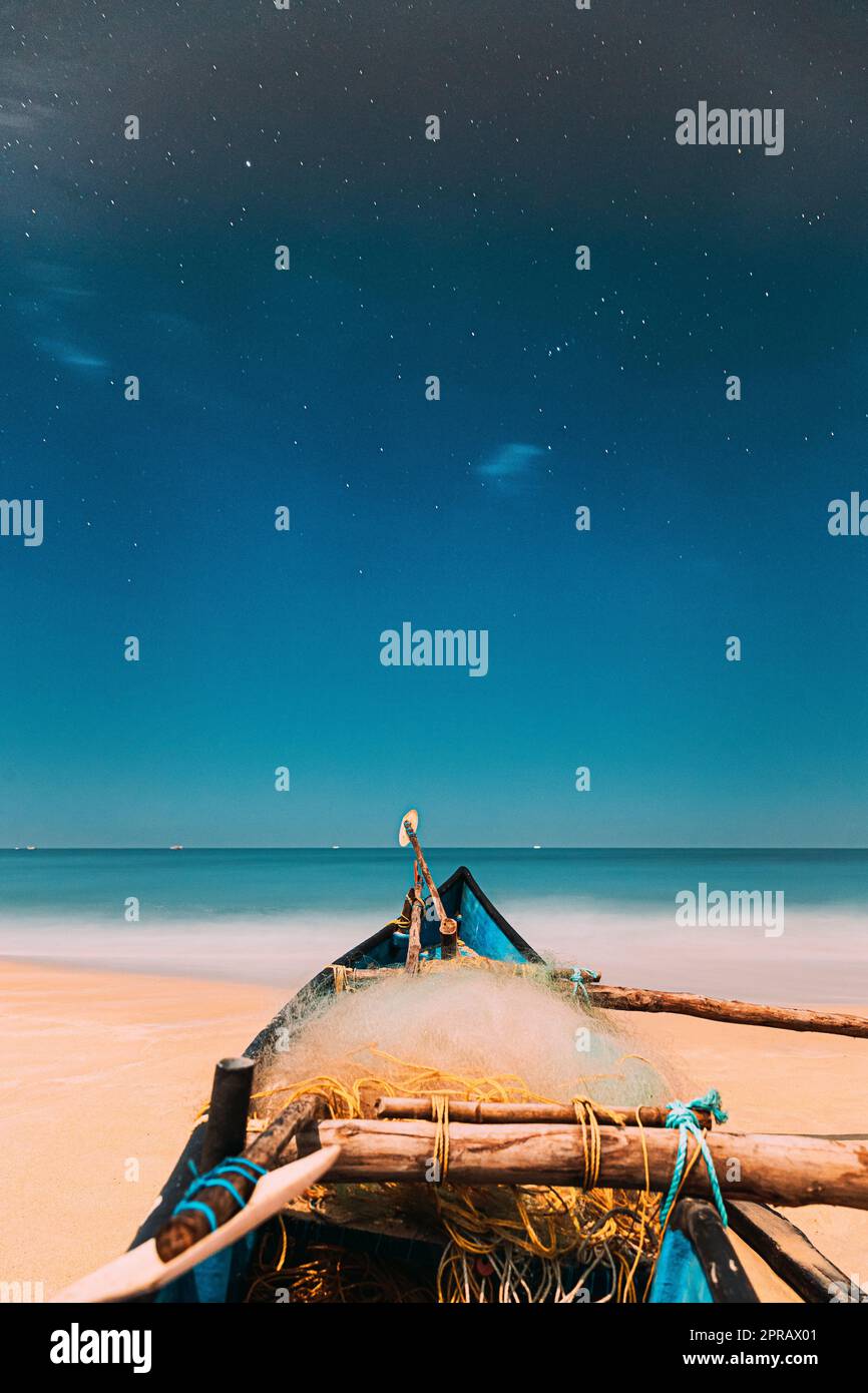 Goa, India. Real Night Sky Stars. Natural Starry Sky Blue Color Above ...