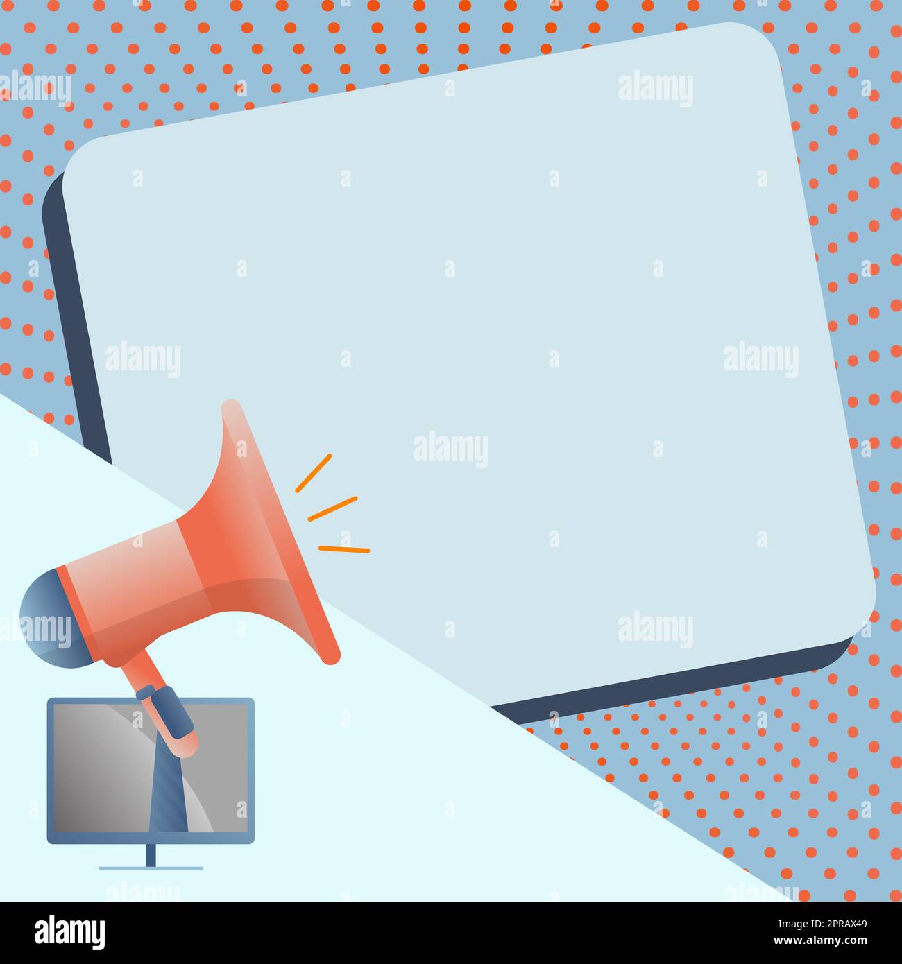 Hand Holding A Megaphone From The Tv Screen. Horn Speaker Announces ...