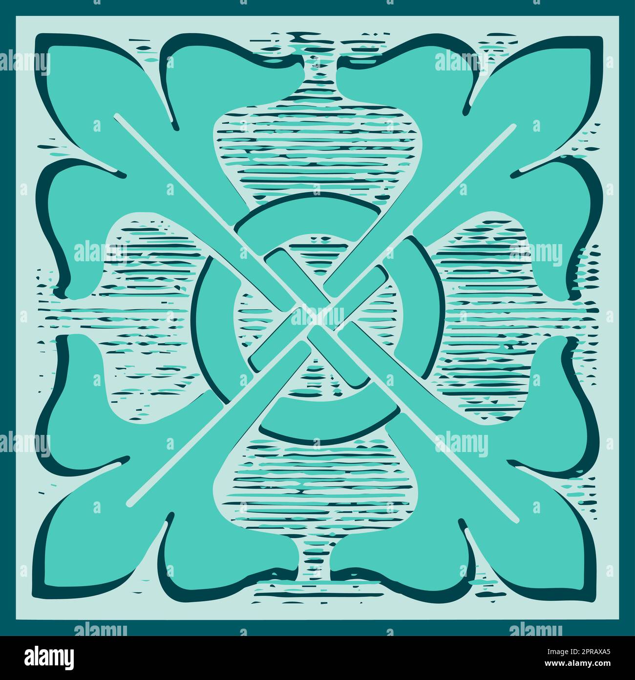 Abstract simple floral rosette in a square. Interior wall design ...