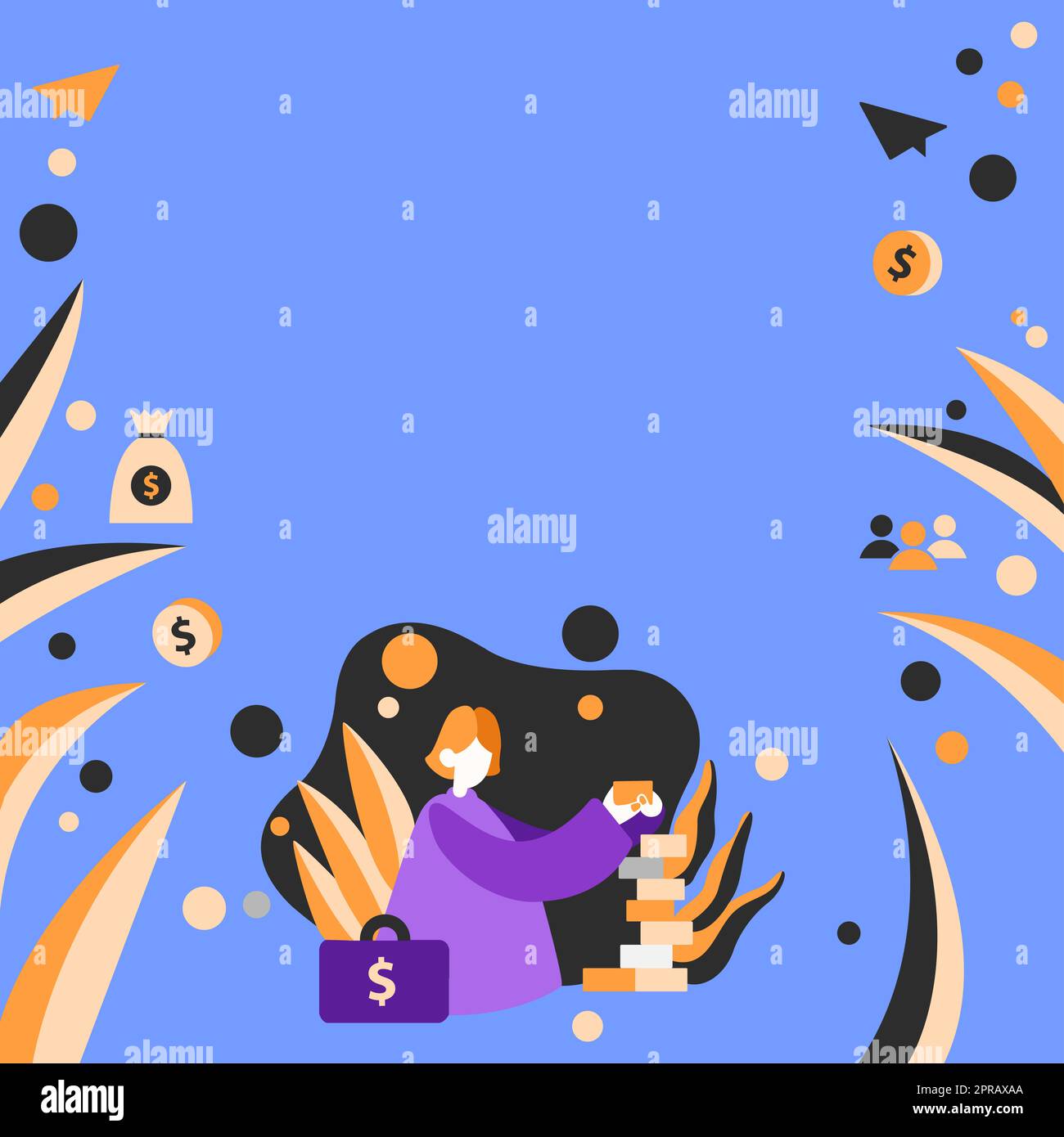 Businesswoman With Briefcase Building Blocks. Woman With Bag Piling ...