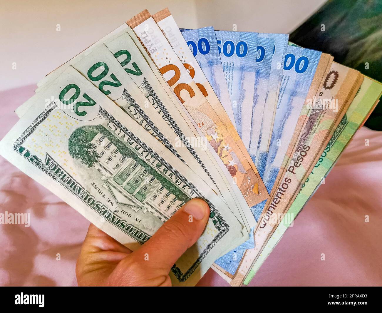 US dollar banknotes in hand from the United States Stock Photo - Alamy