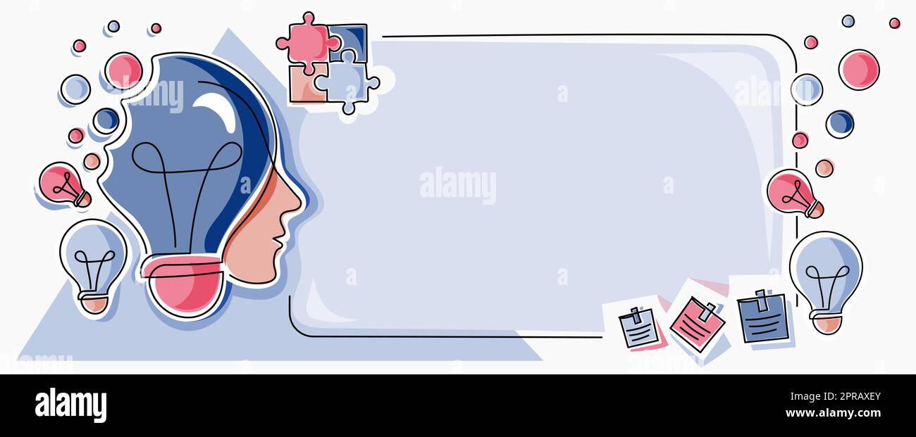 Man With Light Bulbs And Puzzle Pieces Around Thinking New Ideas ...