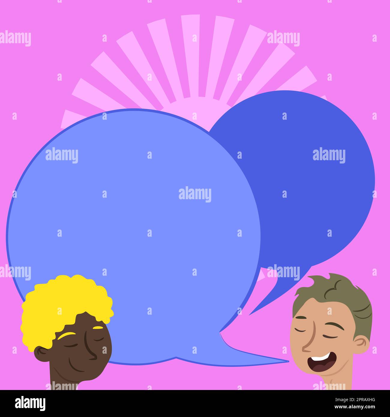 Happy Friends Drawing Standing Talking To Each Other With Speech ...