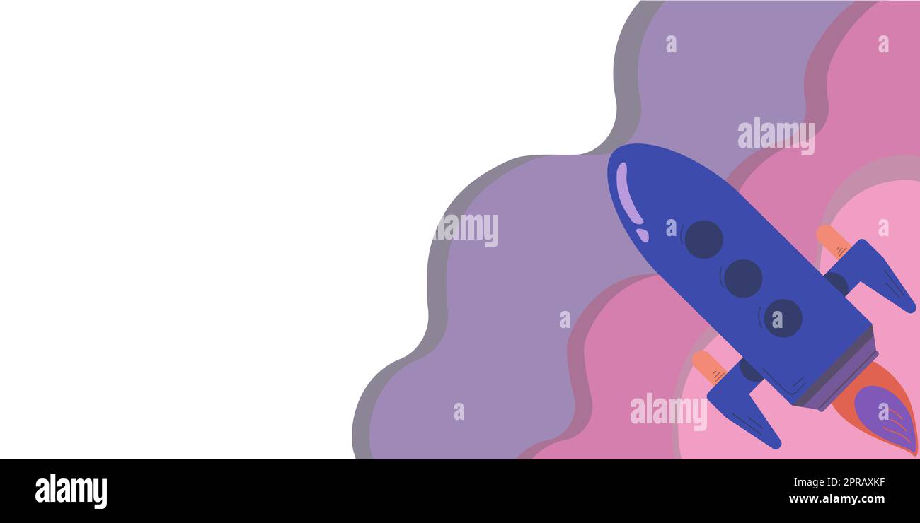 Rocket Taking Off Leaving Fire Behind And Presenting Important Message ...