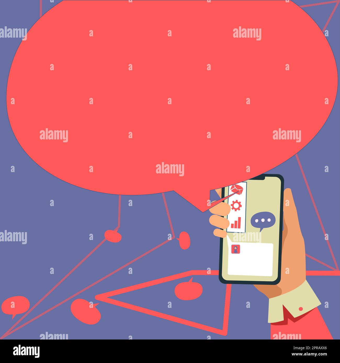 Businessman Holding Mobile Phone And Speech Bubble Popping Out With ...