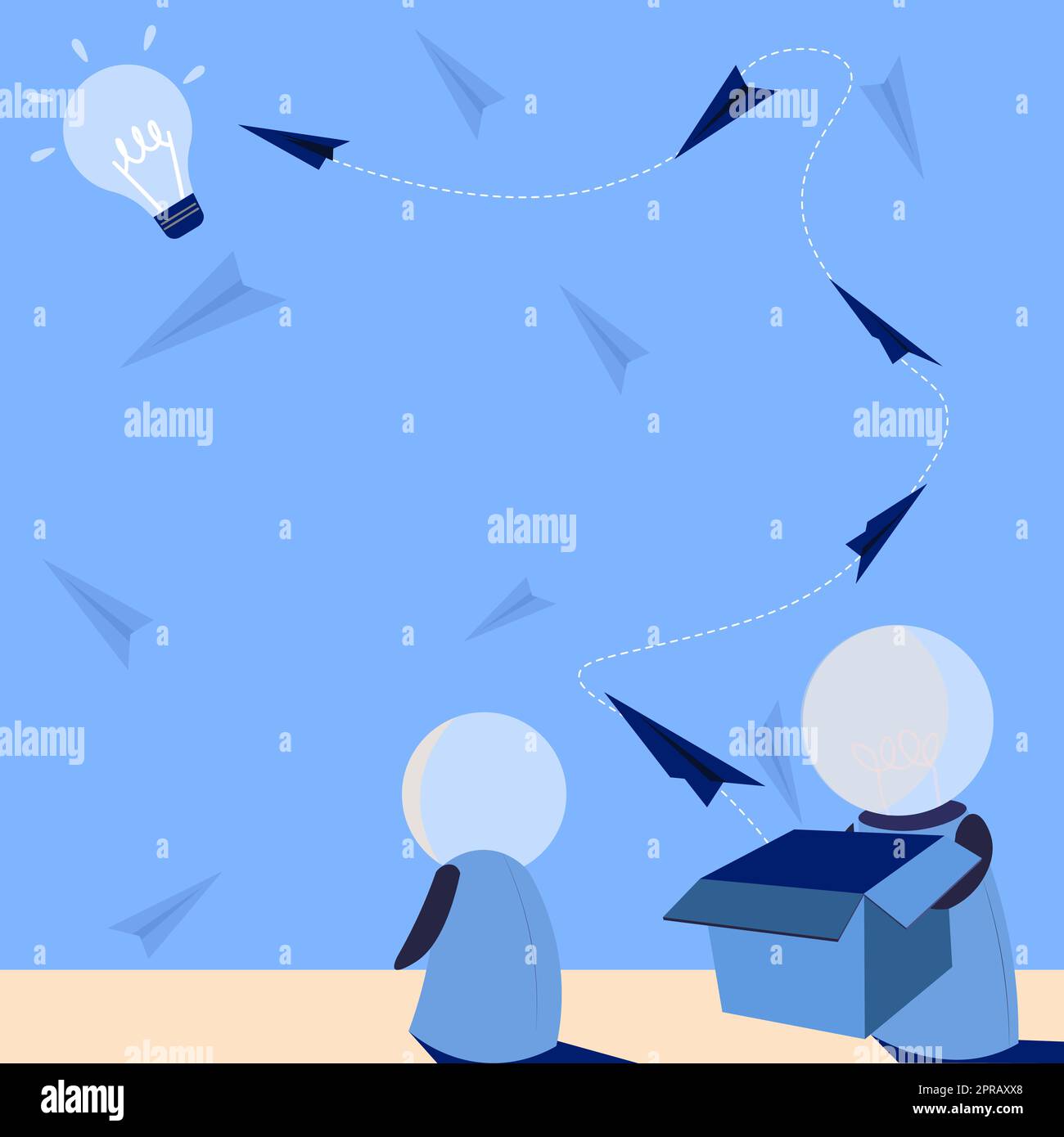 Open Box With Flying Paper Planes Presenting New Free Ideas. Exposed ...