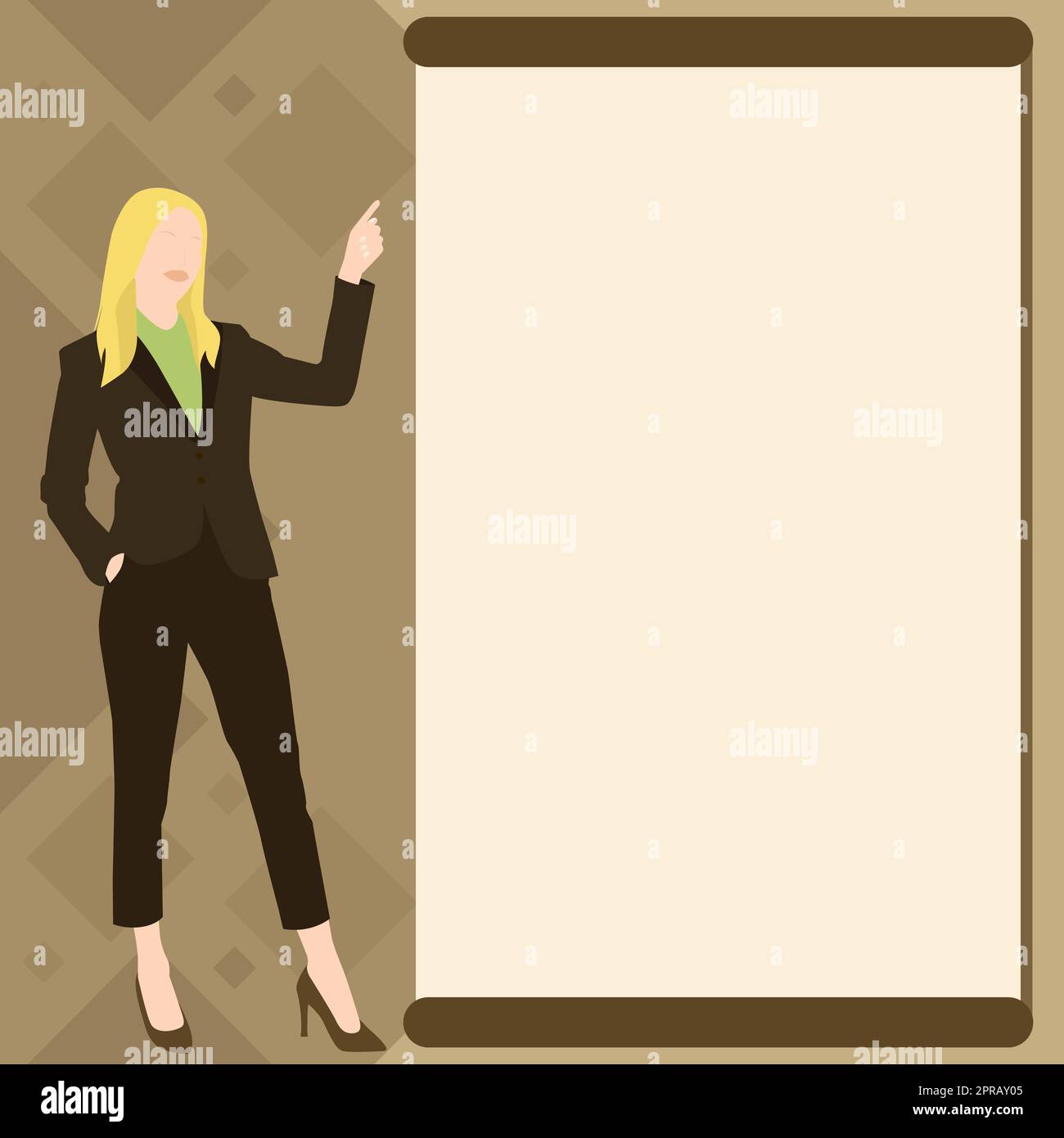 Businesslady Pointing Finger Empty Drawboard Representing Planning ...