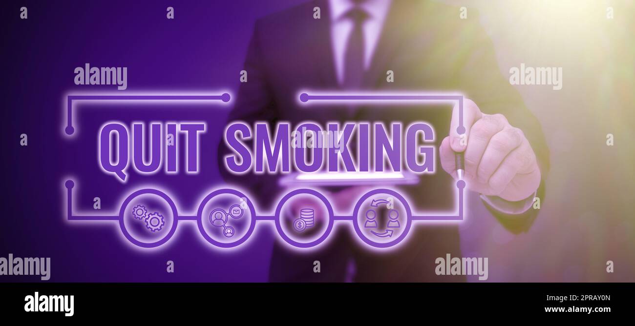 Conceptual display Quit Smoking. Word for Discontinuing or stopping the ...