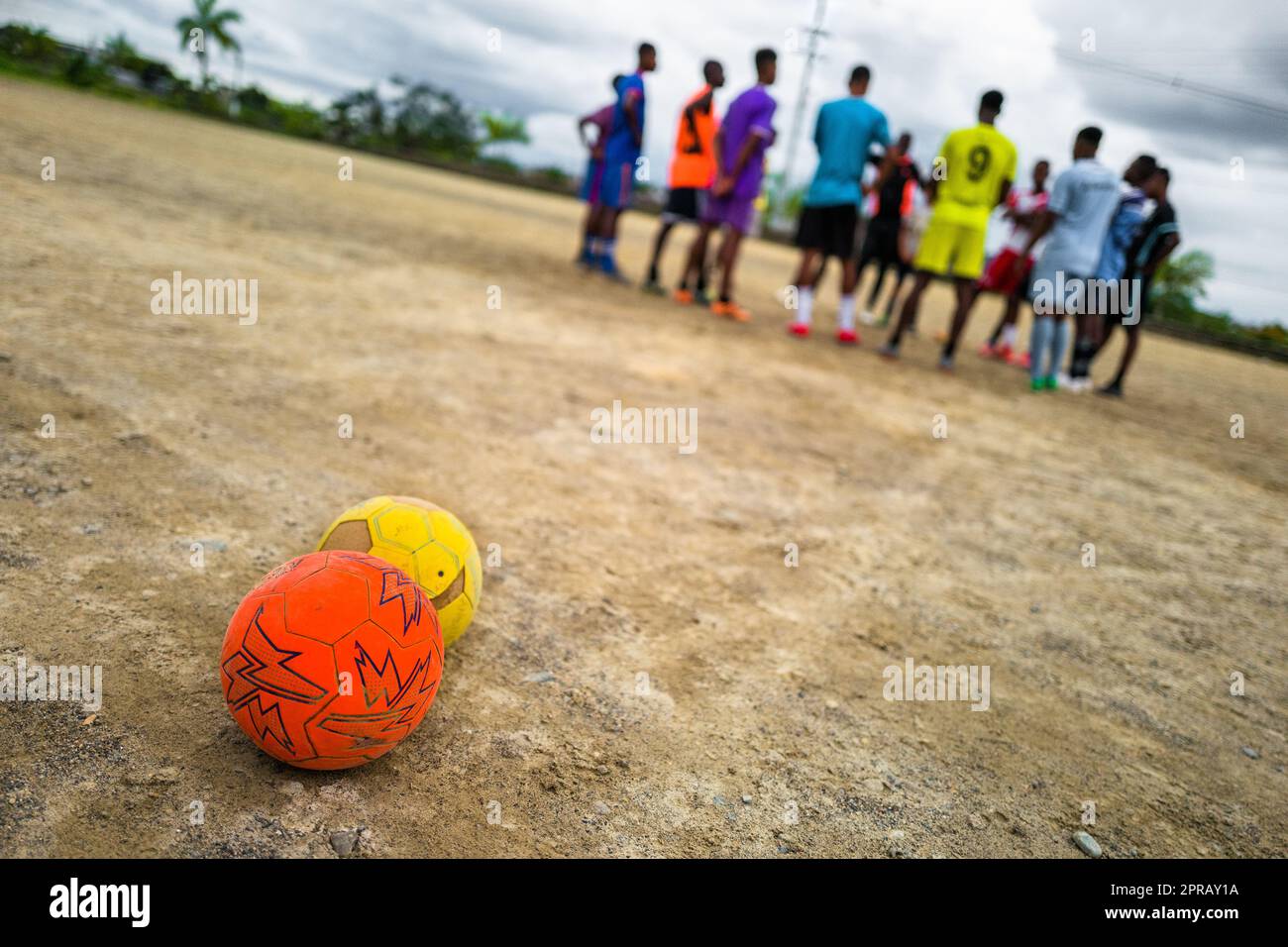 Young Afro-Colombian football players participate in a daily training ...