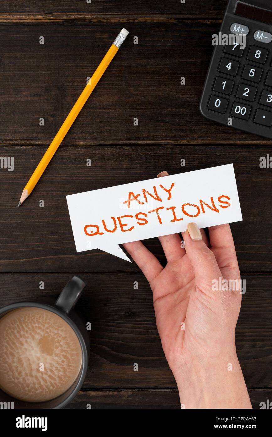 Handwriting text Any Questions. Business concept Clueless Blank face ...