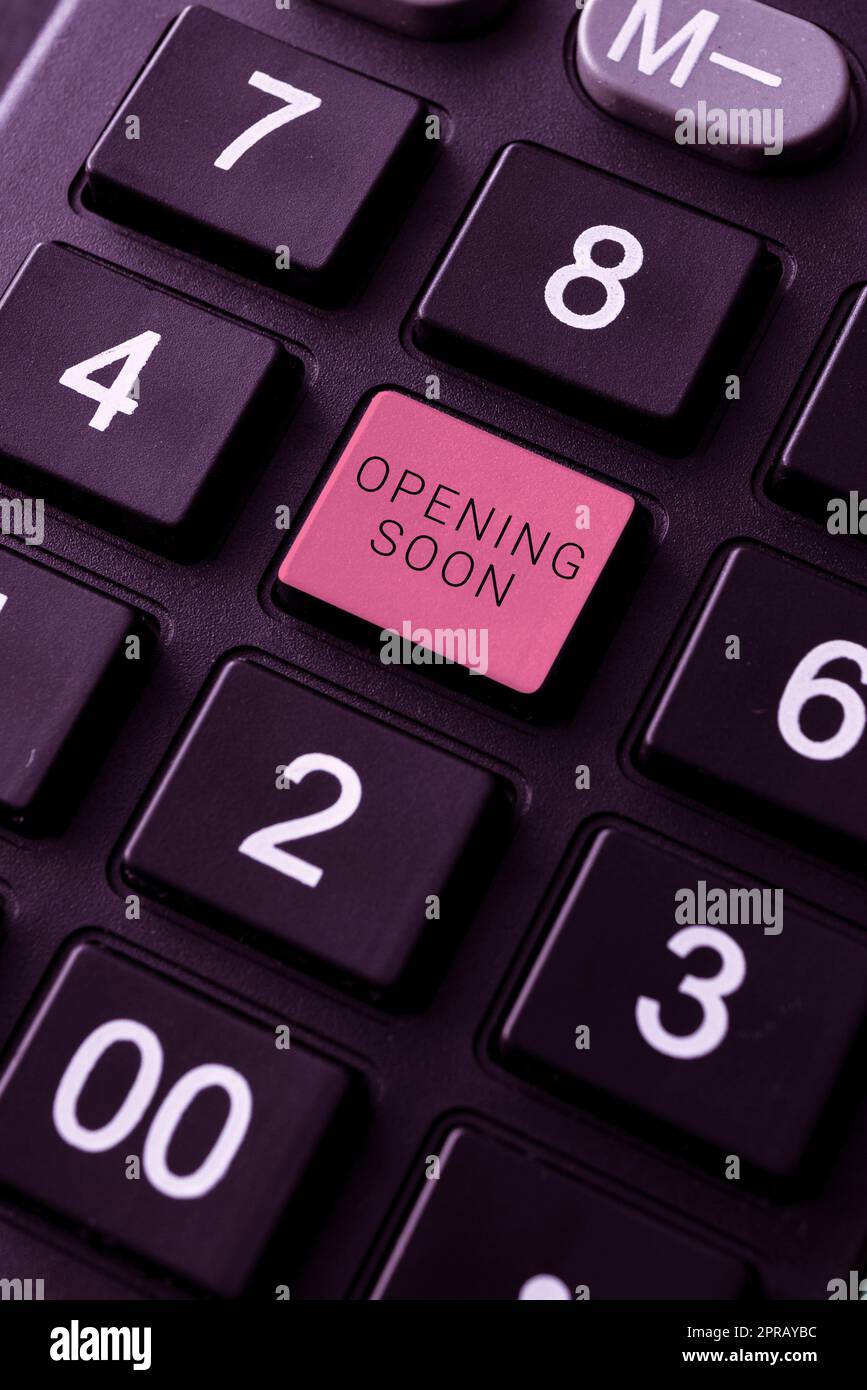 Conceptual caption Opening Soon. Business idea Going to be available or ...