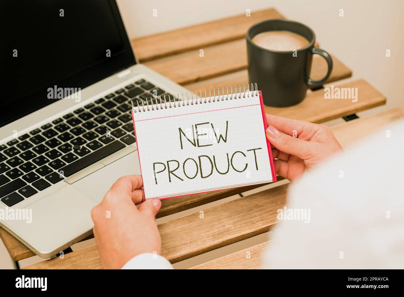 Text sign showing New Product. Business overview goods and services ...