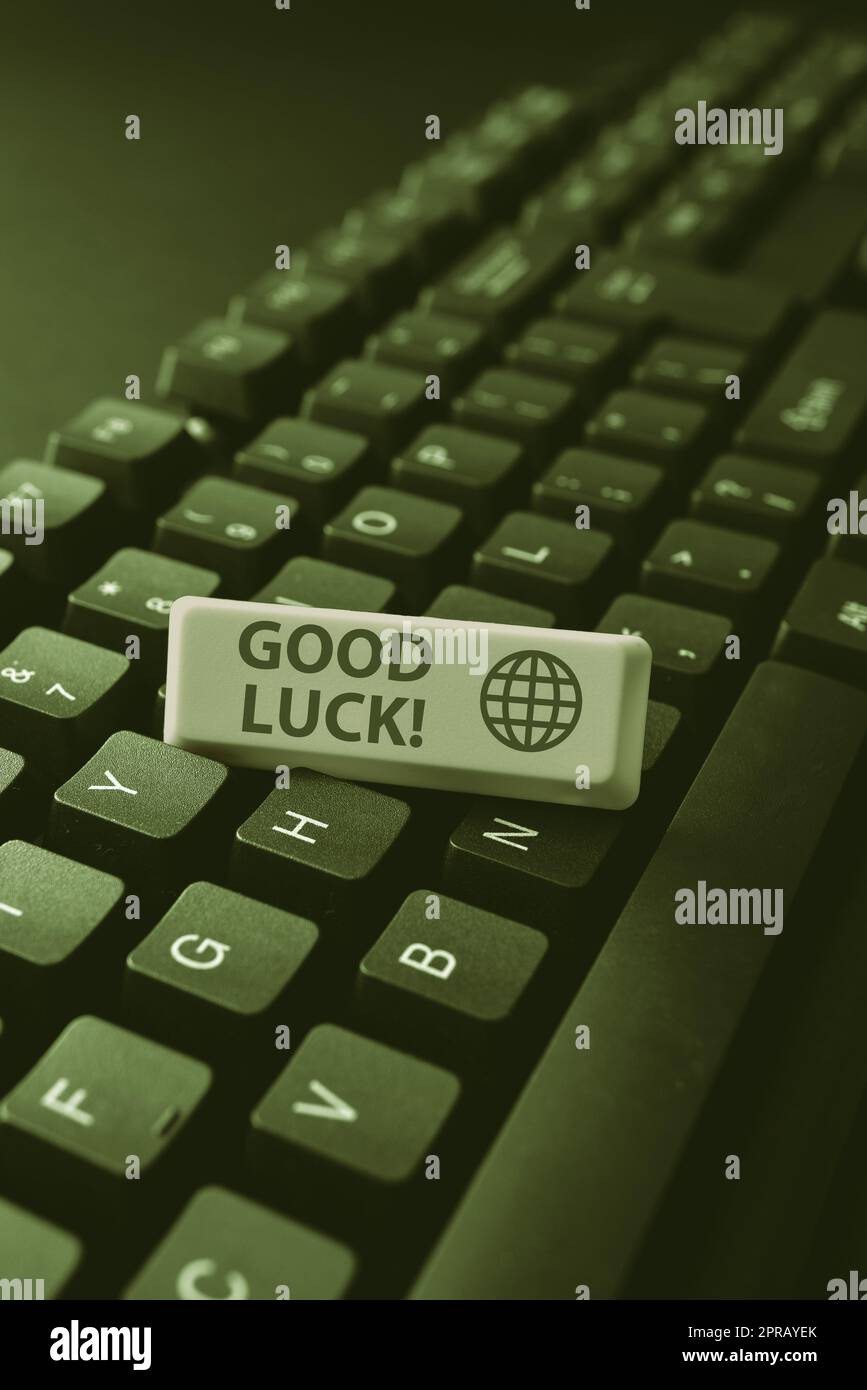 Hand writing sign Good Luck. Internet Concept A positive fortune or a ...