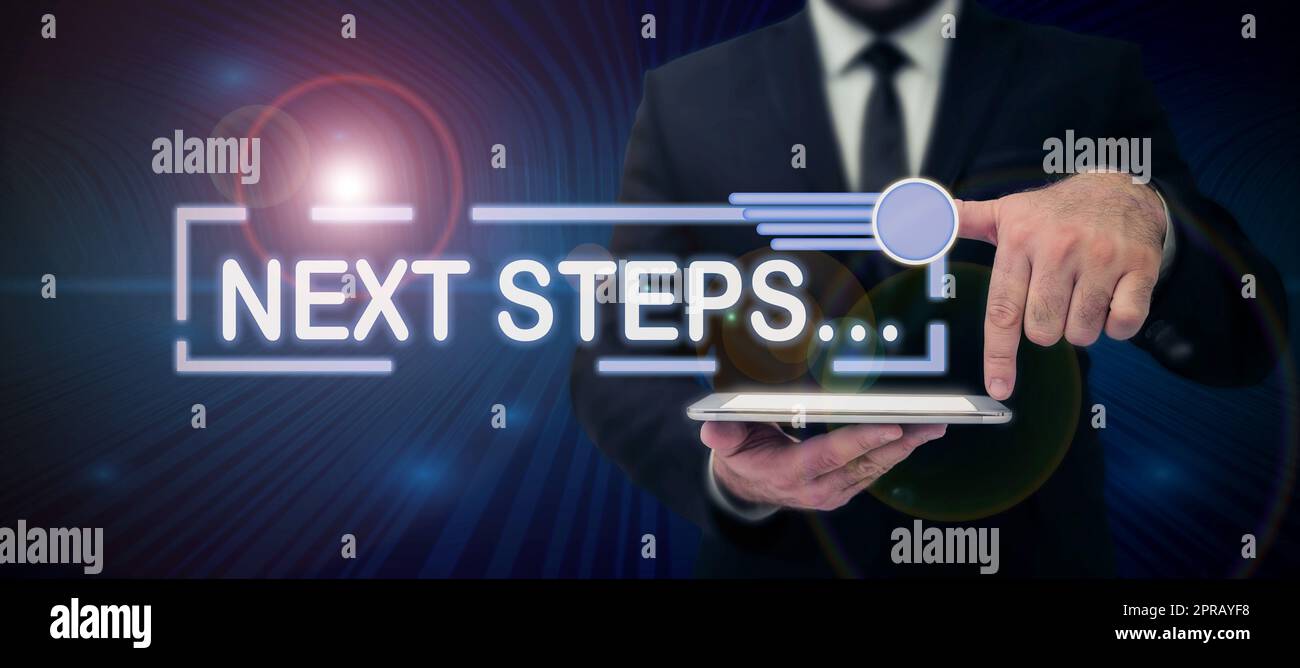 Text showing inspiration Next Steps . Business concept numper of ...