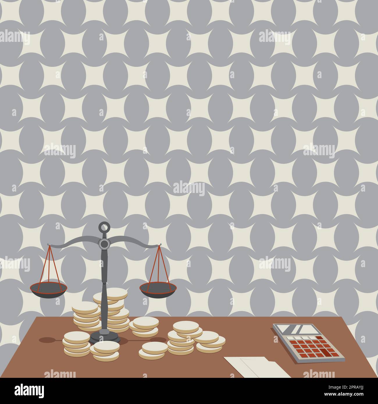 Balance Scale Surrounded By Coins Calculator Counting Financial ...