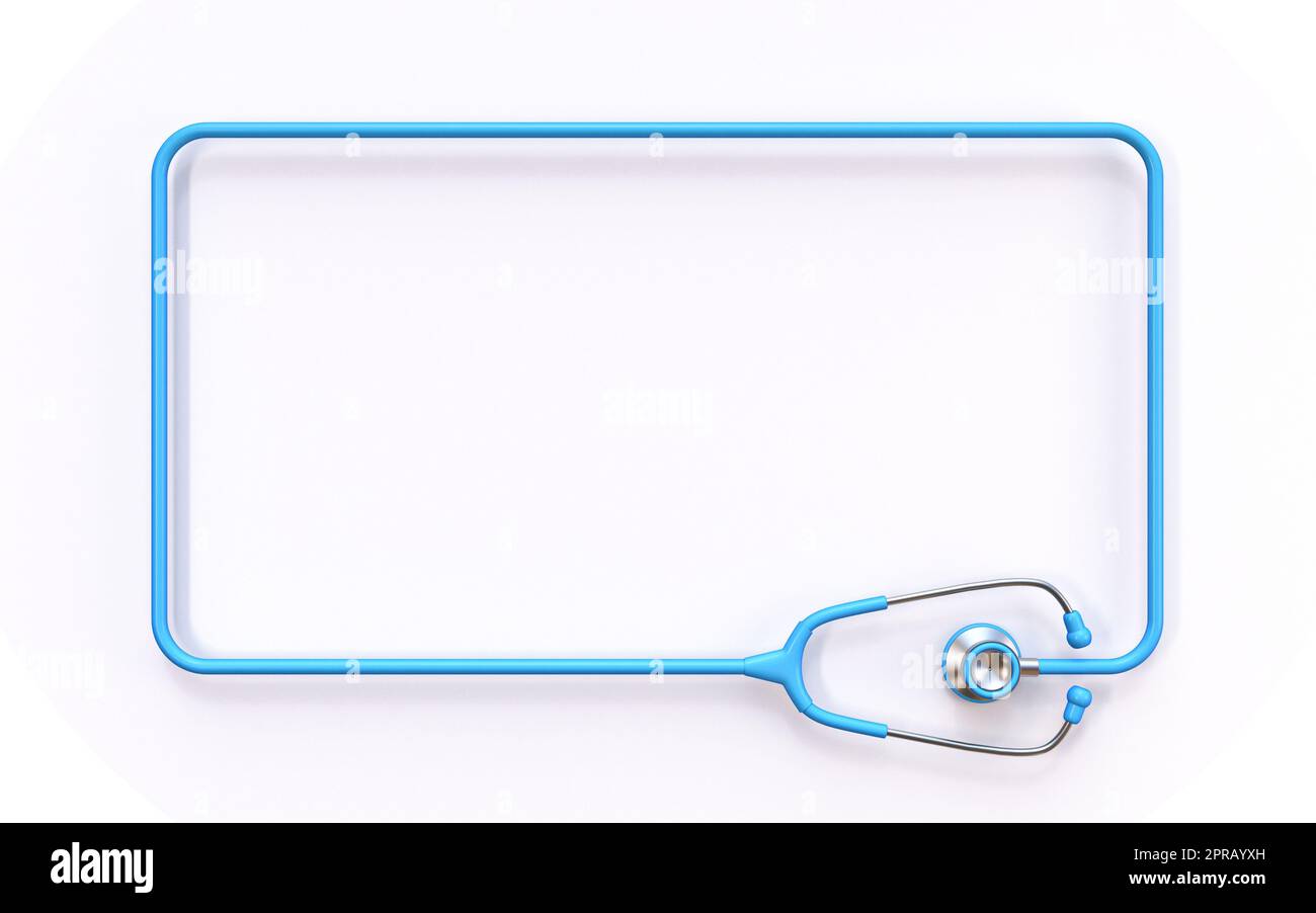 Rectangular stethoscope frame 3D rendering illustration isolated on ...
