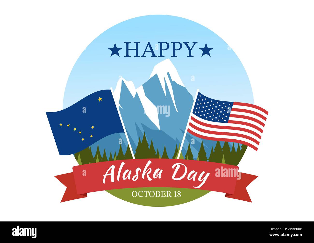 Happy Alaska Day on October 18 Hand Drawn Cartoon Flat Illustration ...