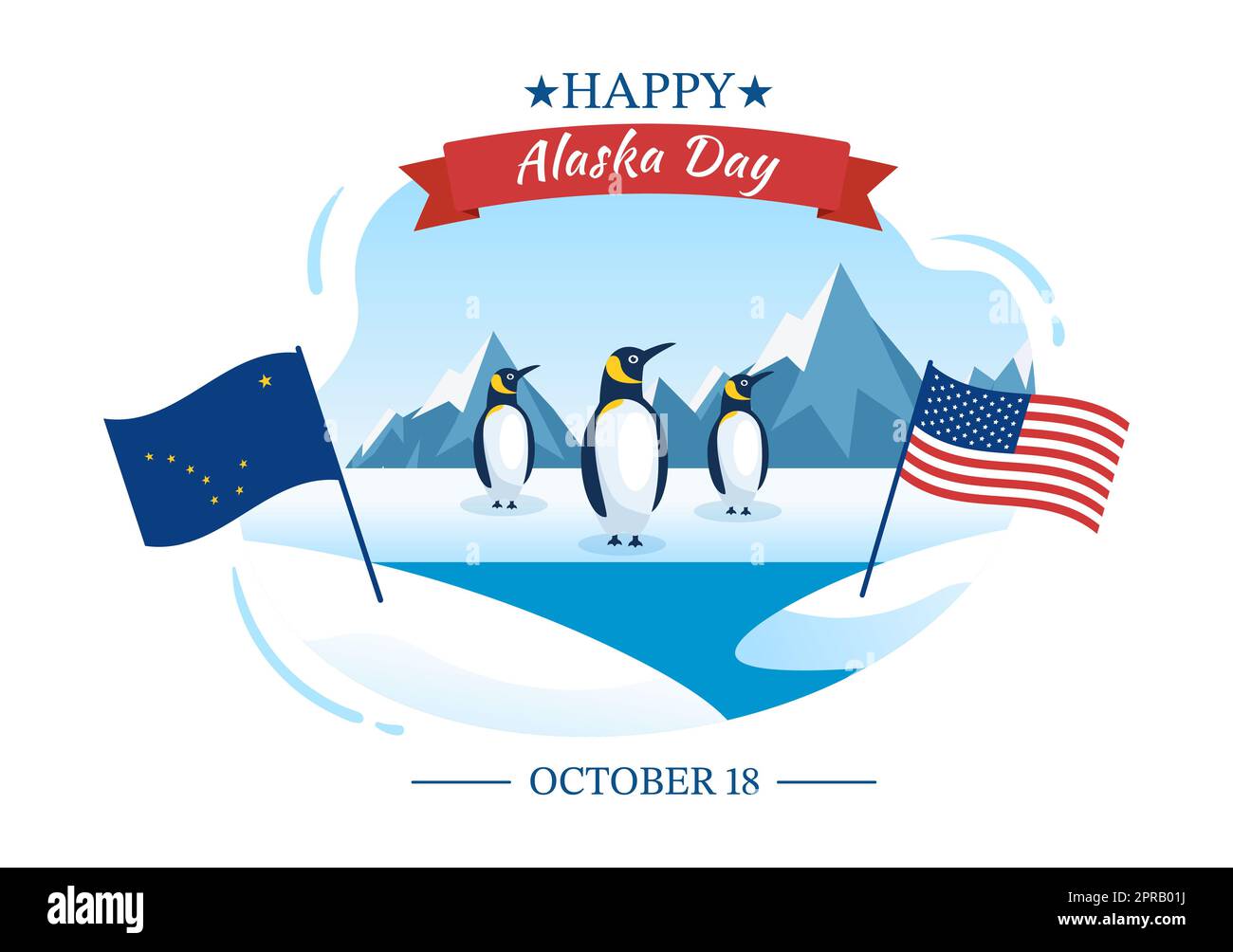 Happy Alaska Day on October 18 Hand Drawn Cartoon Flat Illustration ...