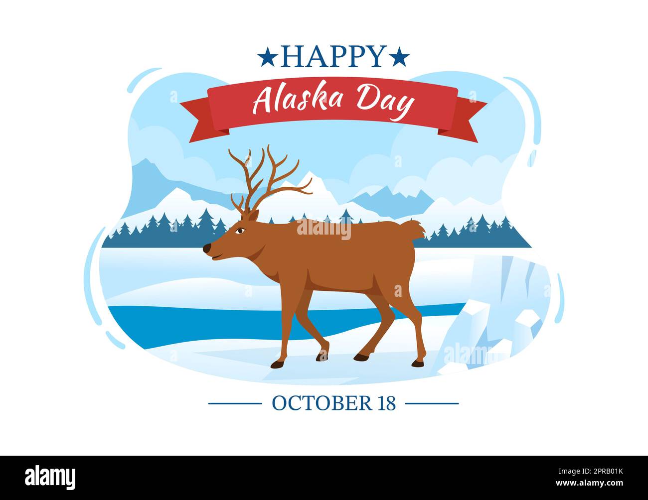 Happy Alaska Day on October 18 Hand Drawn Cartoon Flat Illustration ...
