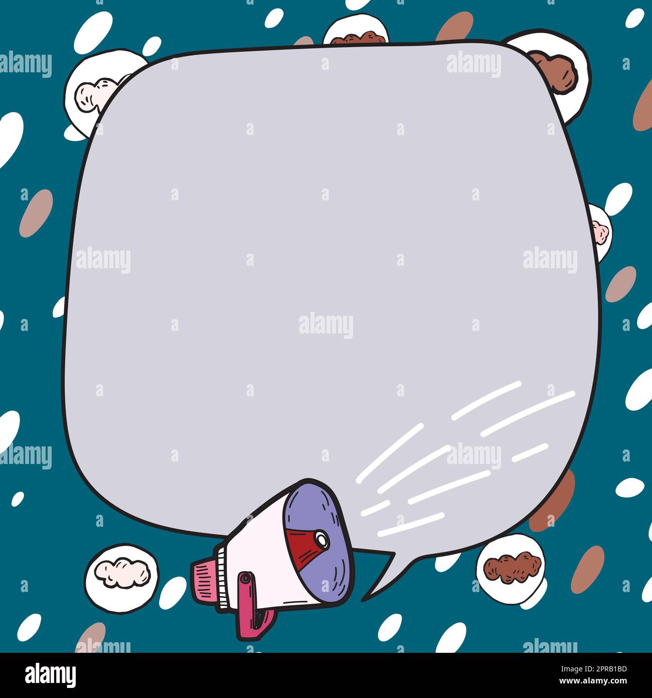 Poster decorated with speech symbols on edges representing speaker ...