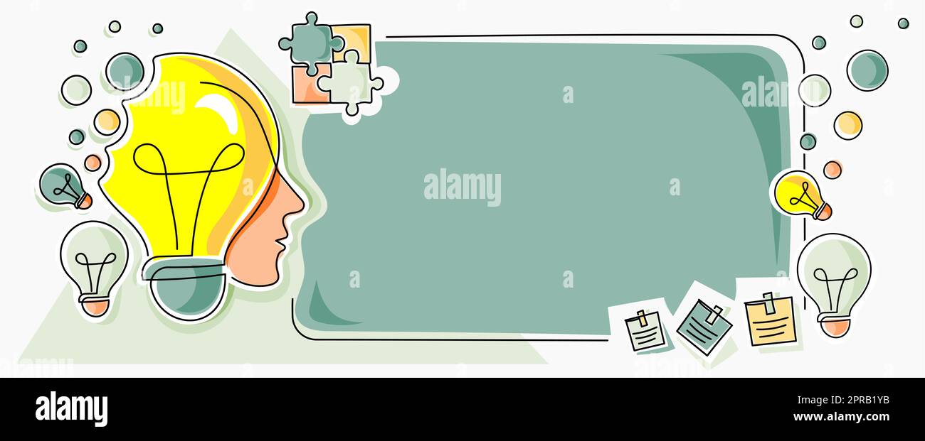 Man With Light Bulbs And Puzzle Pieces Around Thinking New Ideas ...