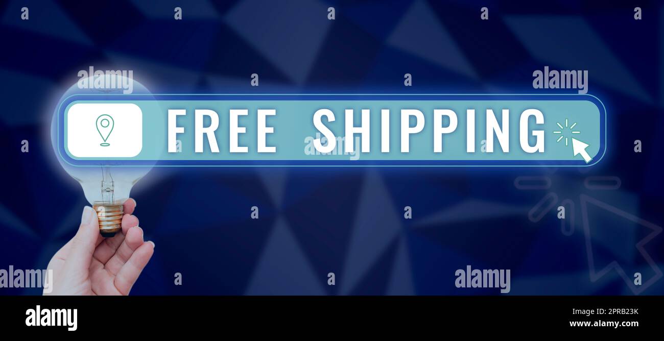 Inspiration showing sign Free Shipping. Business concept Freight Cargo ...