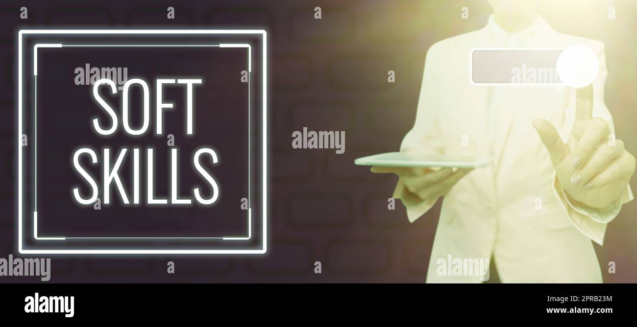 Text caption presenting Soft Skills. Business idea personal attribute ...