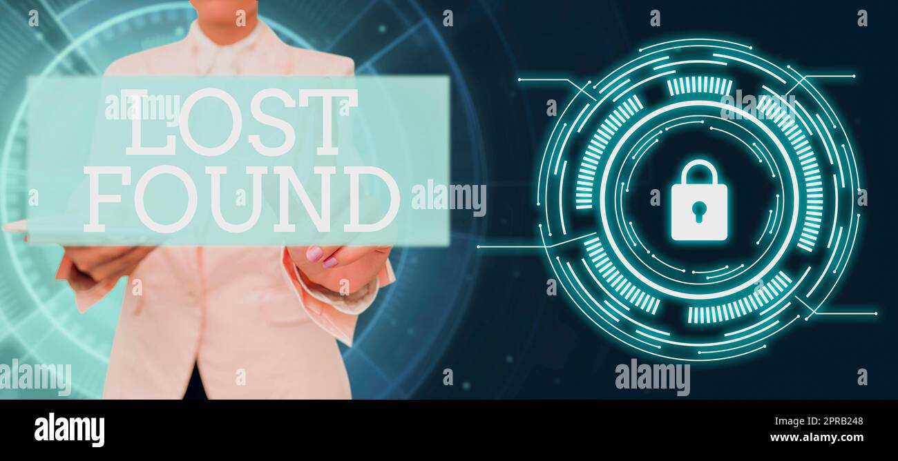 Text sign showing Lost Found. Conceptual photo Things that are left ...