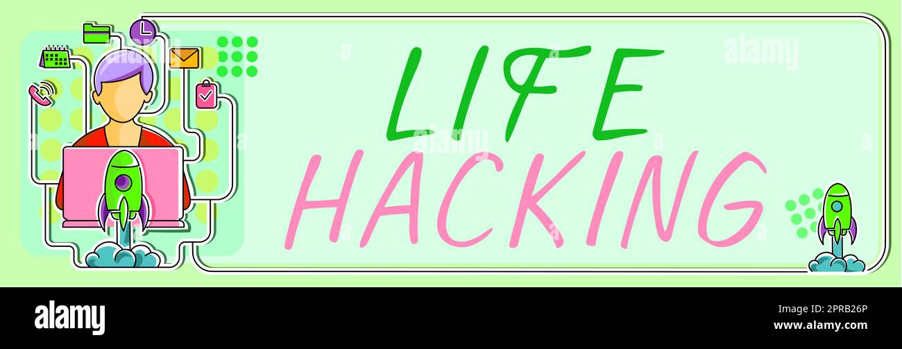 Writing displaying text Life Hacking. Business showcase Simple and ...