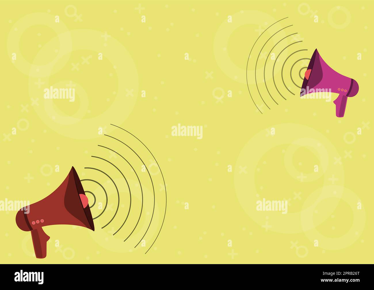 Pair Of Megaphones Drawing Producing Sound Waves Making New ...