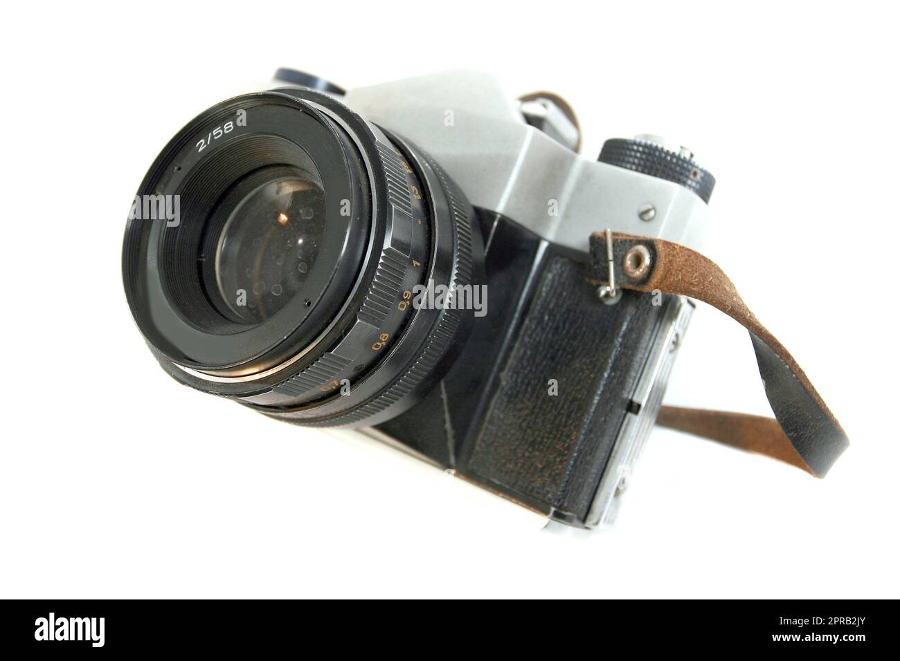 Old antique vintage black camera the 19th century isolated on white ...