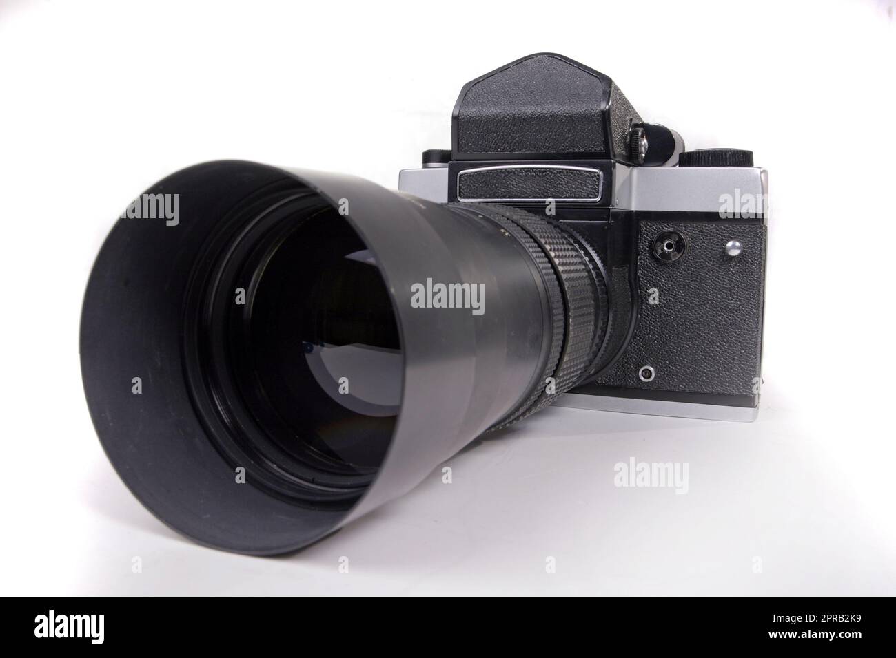 Old antique vintage black camera the 19th century isolated on white ...