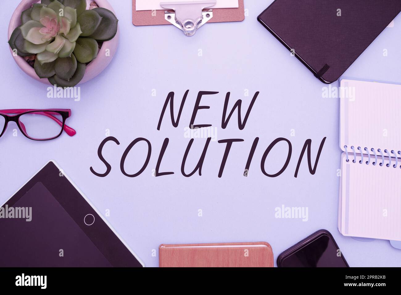 Hand writing sign New Solution. Business idea Modern Innovation Latest ...