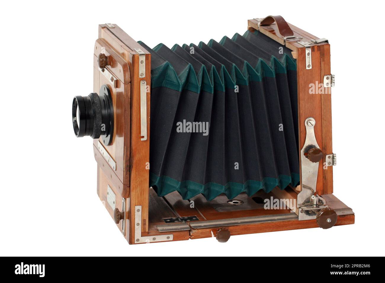 Old antique vintage black camera the 19th century isolated on white ...