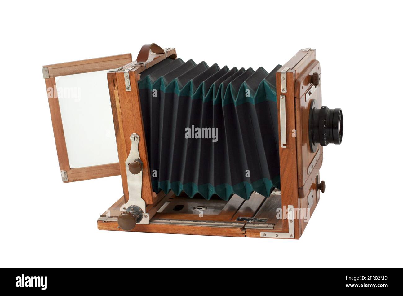 Old antique vintage black camera the 19th century isolated on white ...