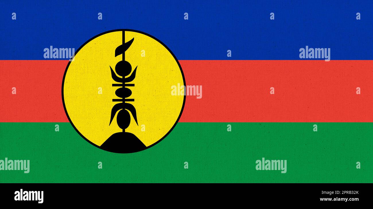 Flag of New Caledonia. New Caledonian flag on fabric surface. Fabric ...