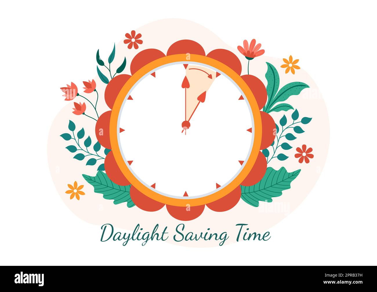Daylight Savings Time Hand Drawn Flat Cartoon Illustration with Alarm ...