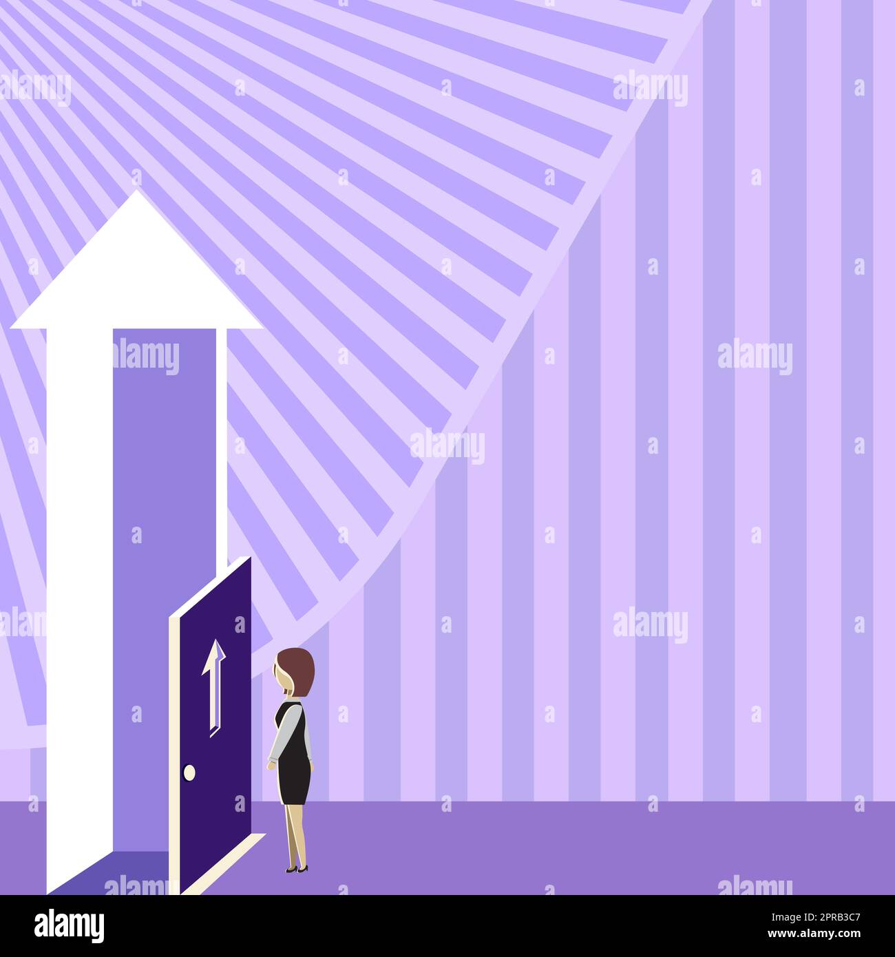 Lady Standing Front Of Door Opening New Opportunities For Success ...