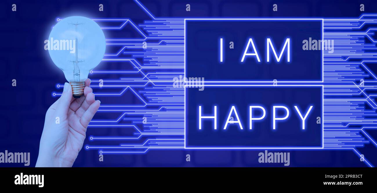 Conceptual caption I Am Happy. Business showcase To have a fulfilled ...